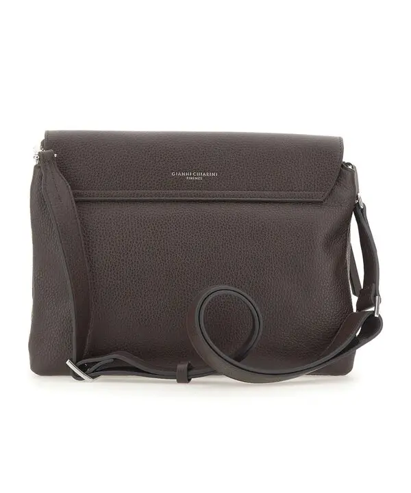 GIANNI CHIARINI Textured Leather Shoulder Bag With Magnetic Flap Closure