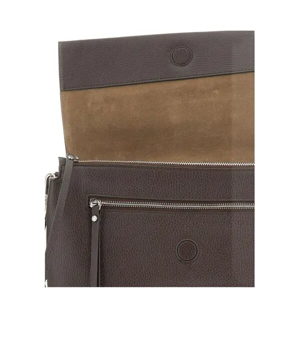 GIANNI CHIARINI Textured Leather Shoulder Bag With Magnetic Flap Closure