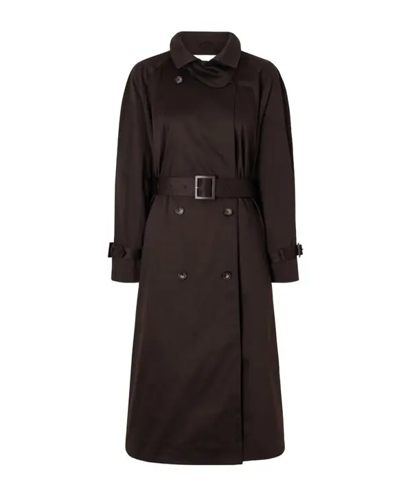 Nour Hammour Double-breasted Trench Coat - Chocolate