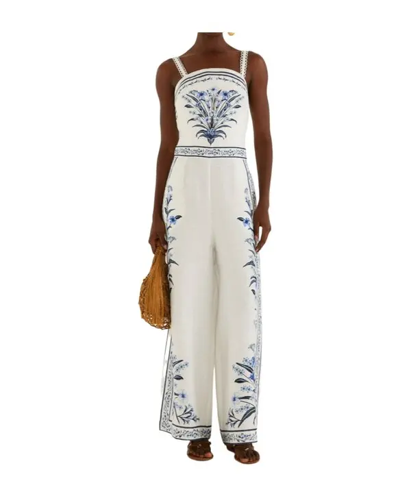 Farm Rio Floral Print Jumpsuit - Off White