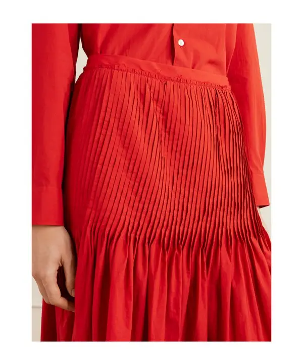 Auralee Pleated Tie Maxi Skirt - Red
