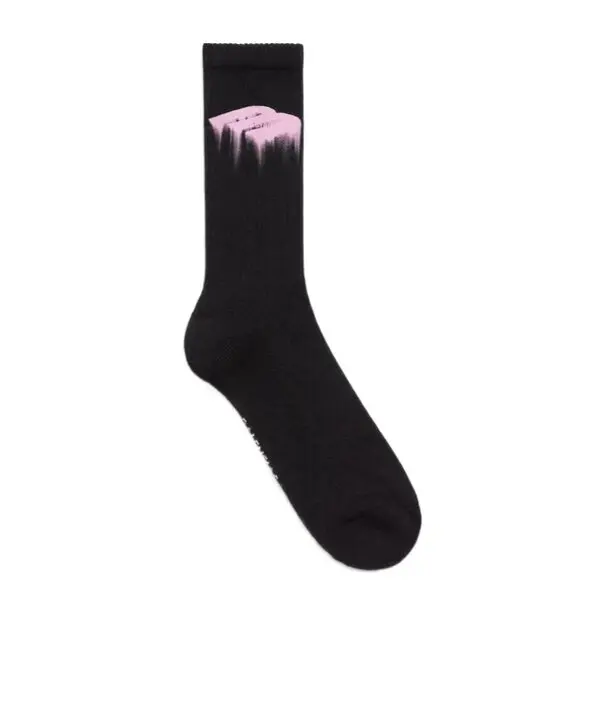 Balenciaga Logo Detailed Ribbed Socks - Pink/black