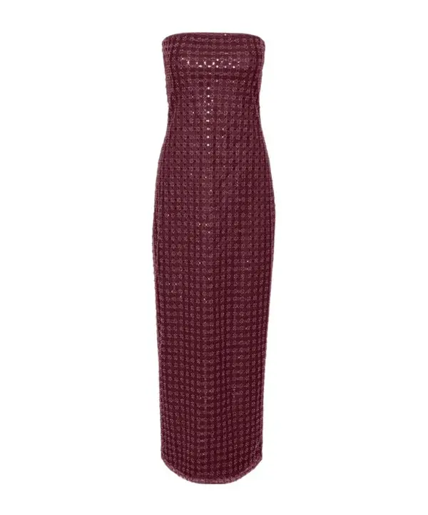 ROTATE BY BIRGER CHRISTENSEN Beaded Maxi Tube Dress - Red