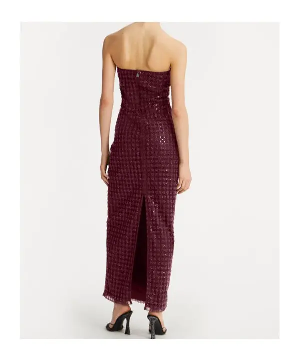 ROTATE BY BIRGER CHRISTENSEN Beaded Maxi Tube Dress - Red