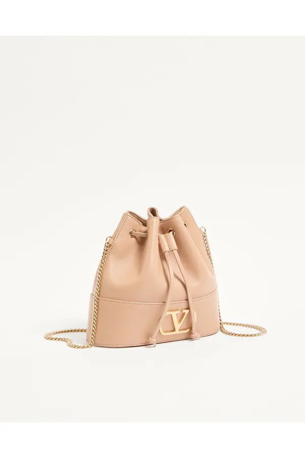 Valentino Garavani Mini Vlogo Signature Bucket Bag In Nappa Leather - Pink