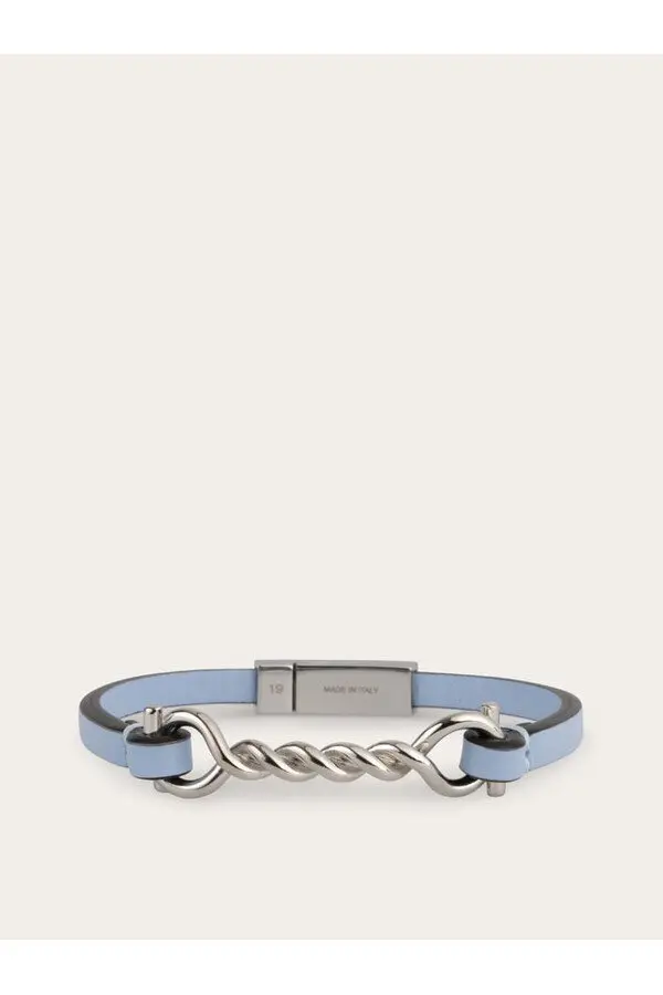 FERRAGAMO Gancini Leather Bracelet - Denim