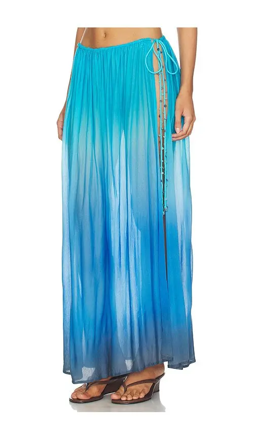 INDAH Handpainted Gathered Wrap Maxi Skirt