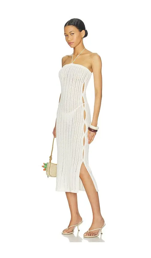 LOVERS AND FRIENDS Open Stitch Halterneck Midi Dress - Ivory