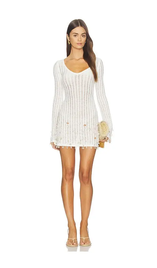 Tularosa V Neck Mini Dress - Ivory