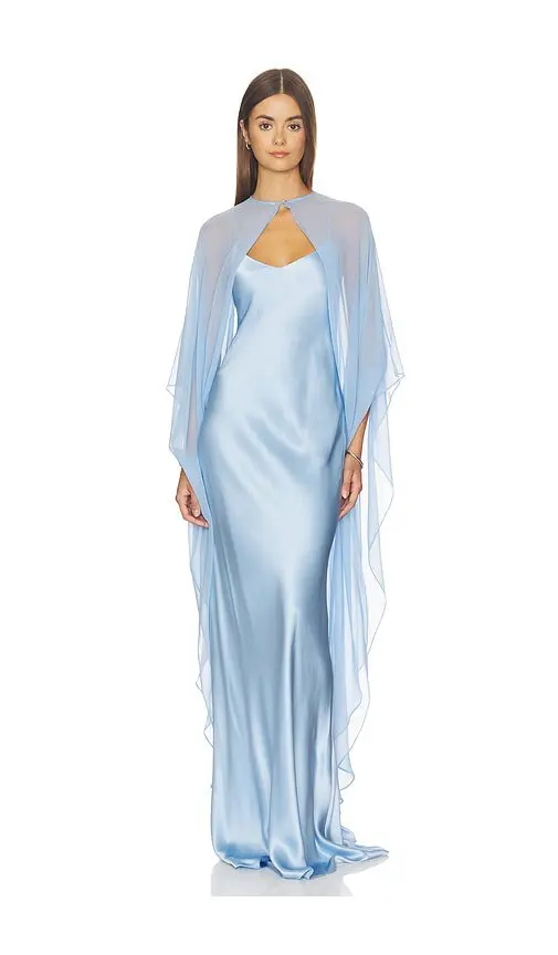 THE SEI Bias Slip With Cape Dress - Blue