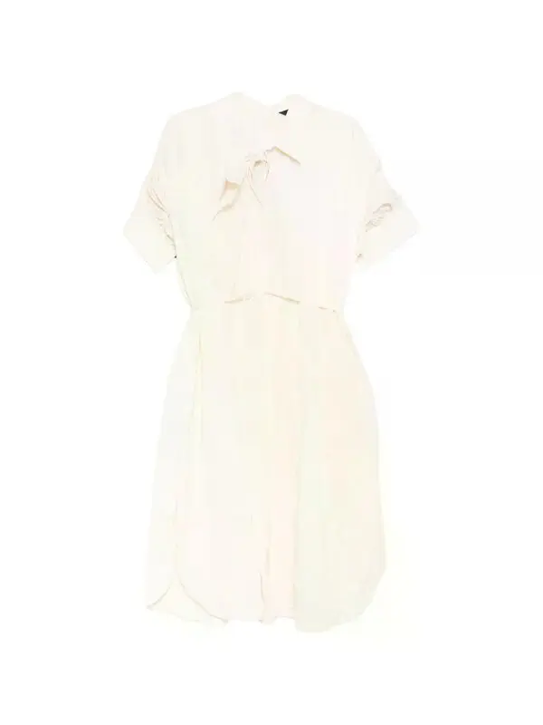 JUUN.J Ivory White Ruched Sleeve Dress