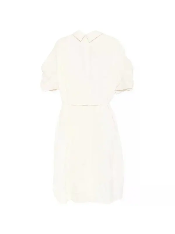 JUUN.J Ivory White Ruched Sleeve Dress