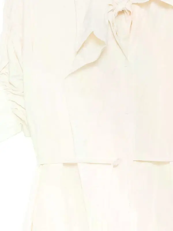 JUUN.J Ivory White Ruched Sleeve Dress