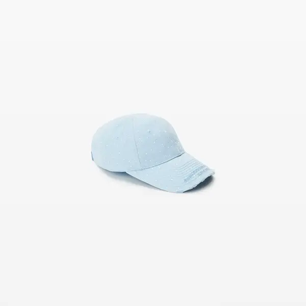 Alexander Wang Crystal Embellished Distressed Baseball Cap - Washed Sky