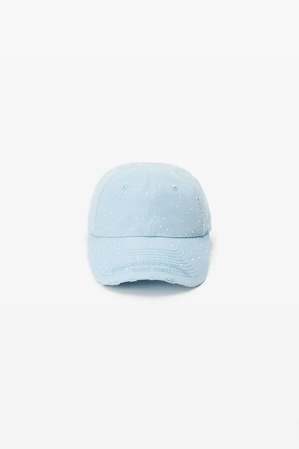Alexander Wang Crystal Hotfix Distressed Baseball Cap