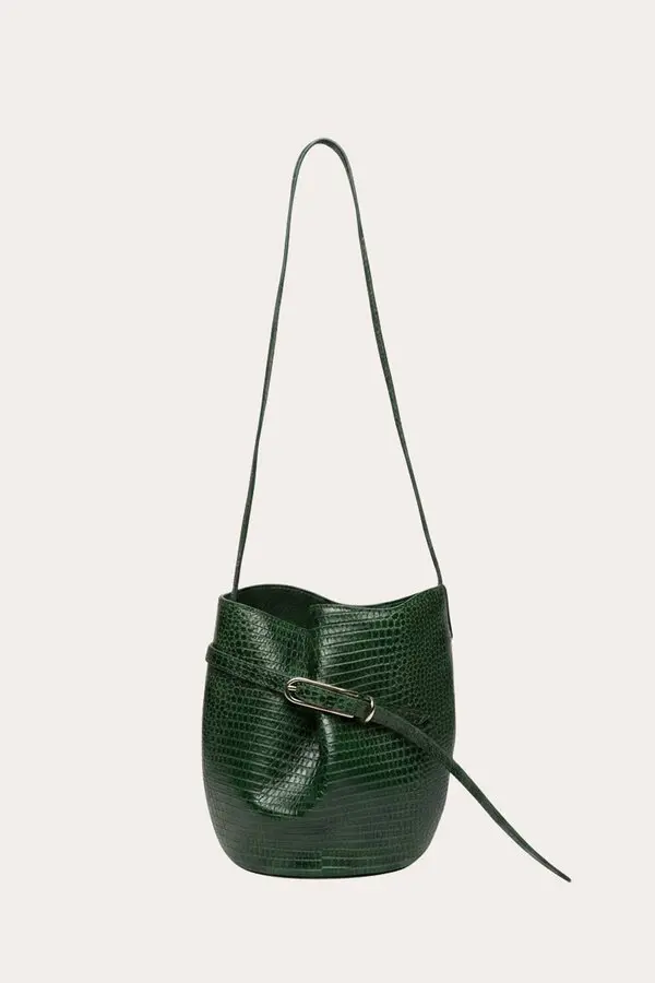 LIFFNER Belted Bucket Bag In Lizard Effect Leather