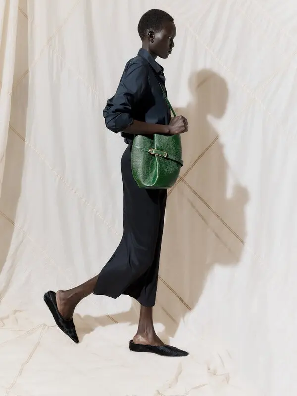 LIFFNER Belted Bucket Bag In Lizard Effect Leather