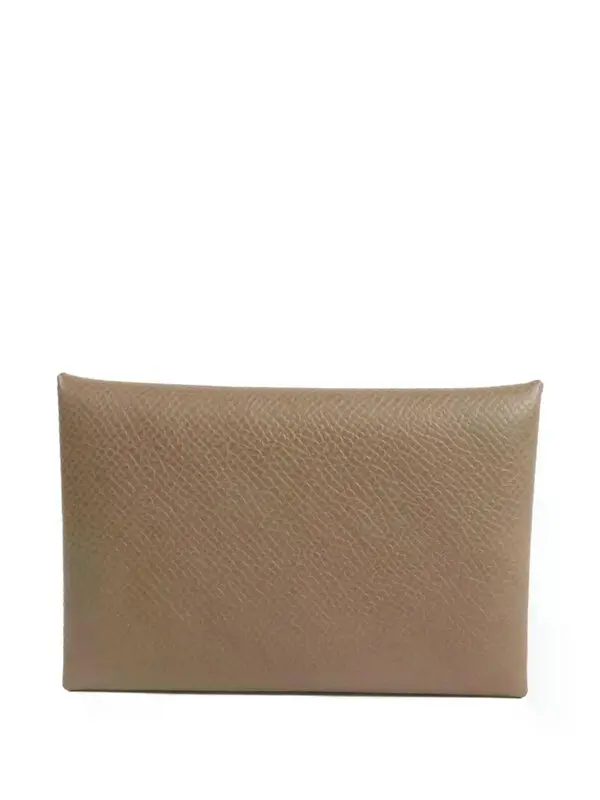 Hermès Calvi Leather Card Holder - Grey