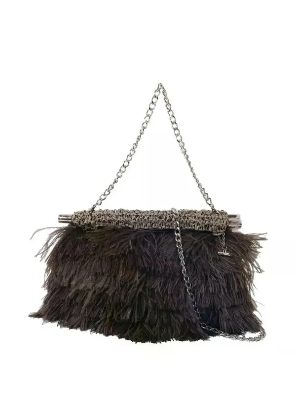 ANTEPRIMA Feather-trim Woven Shoulder Bag