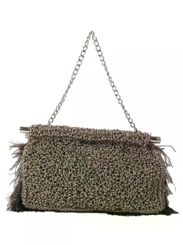 ANTEPRIMA Feather-trim Woven Shoulder Bag
