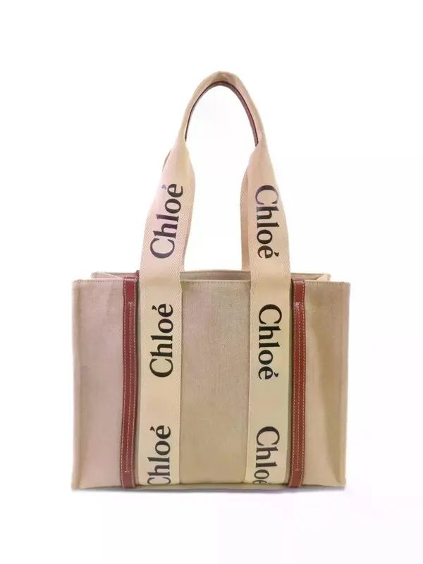 Chloé Woody Canvas Tote Bag - Neutrals