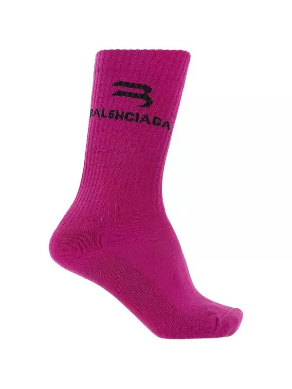 Balenciaga Logo Ribbed Socks - Pink