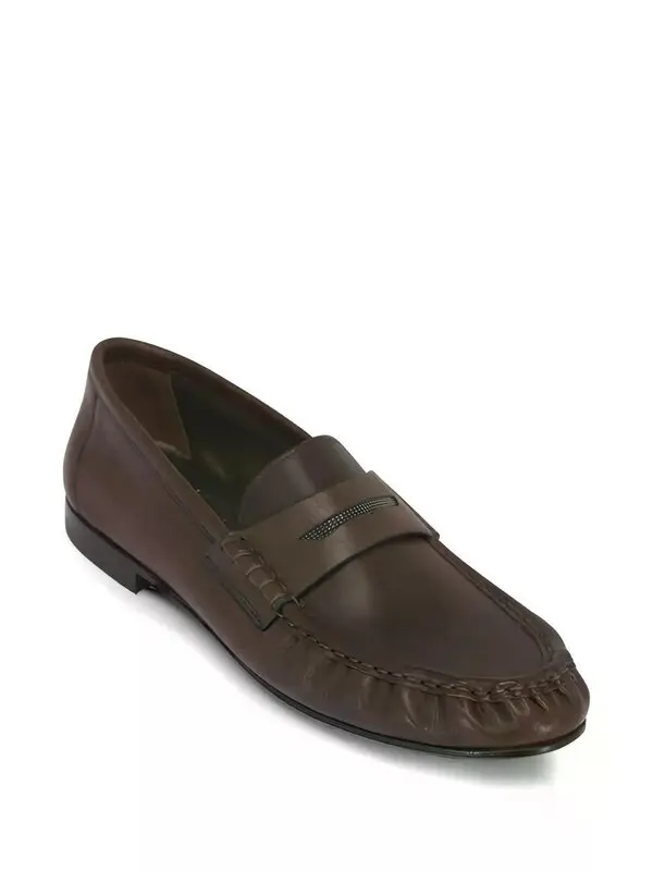Brunello Cucinelli Monili-embellished Leather Loafers