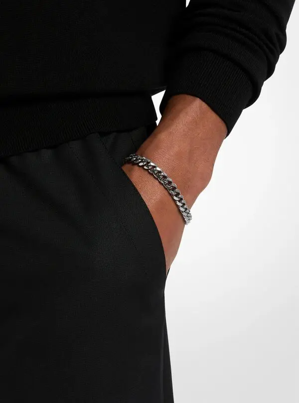 Michael Kors Precious Metal-plated Brass Curb-link Chain Bracelet - Grey