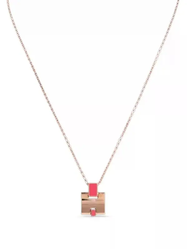 Hermès Eileen Pendant Necklace In 18k Gold With Enamel Inlay - Pink