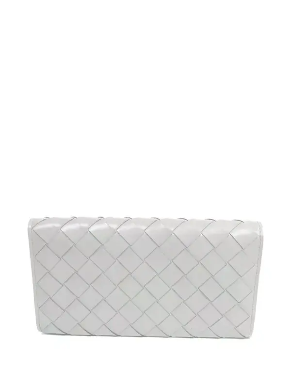 Bottega Veneta Intrecciato Leather Long Wallet - Grey