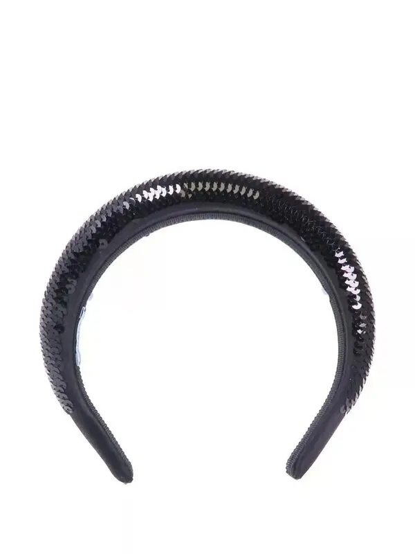 Prada Sequinned Logo Hair Band - Black