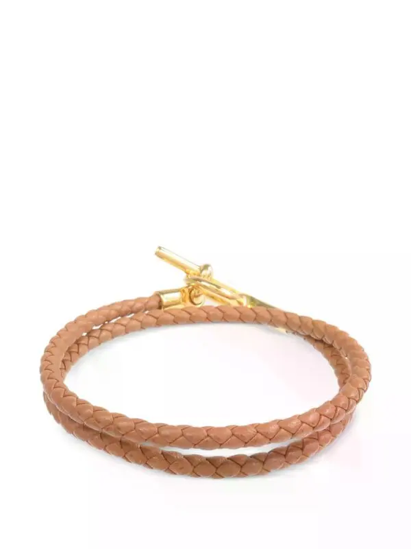 Hermès Double Tour Braided Leather Bracelet - Neutrals