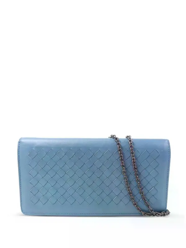 Bottega Veneta Intrecciato Chain Clutch Bag - Blue