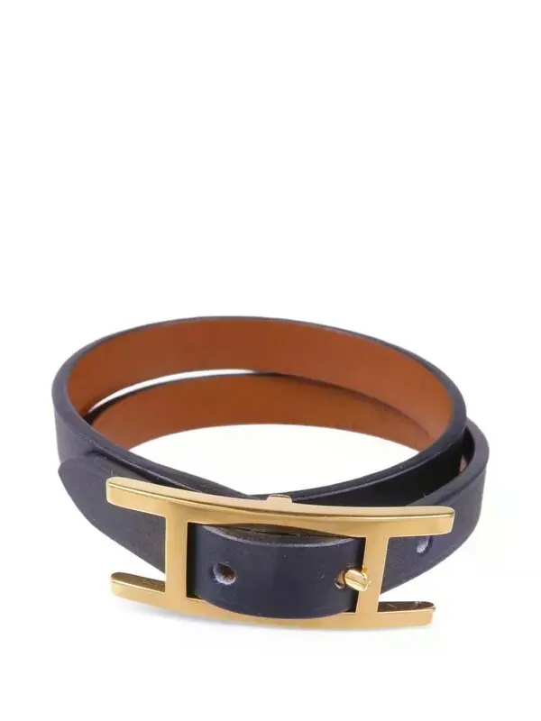Hermès Double Tour Leather Bracelet - Black