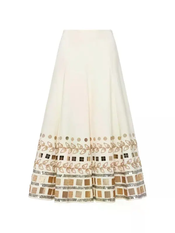 Cinq À Sept Embellished Cotton Skirt