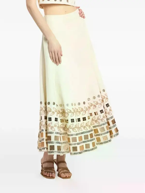 Cinq À Sept Embellished Cotton Skirt