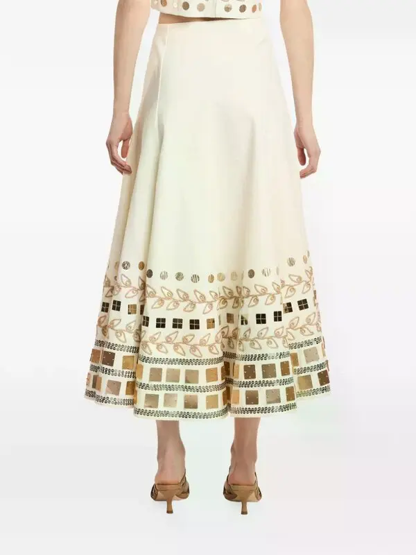 Cinq À Sept Embellished Cotton Skirt