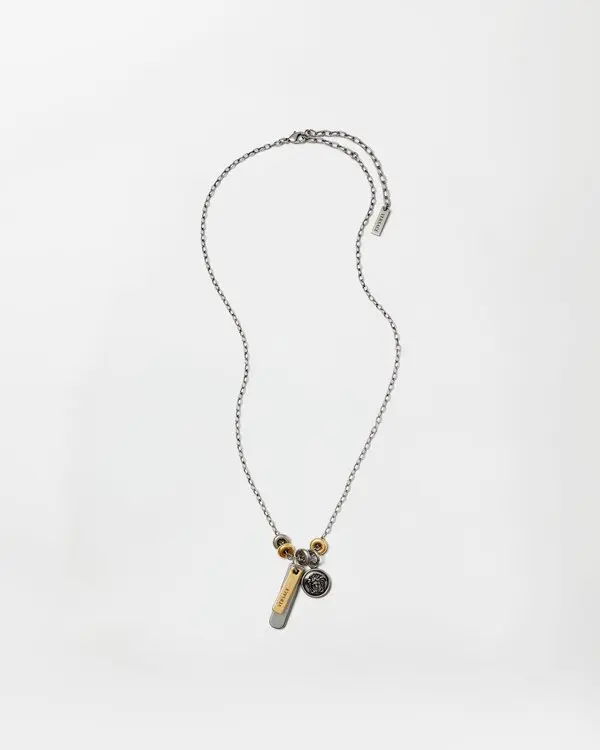 Versace Medusa Coin Charm Necklace - Silver+gold