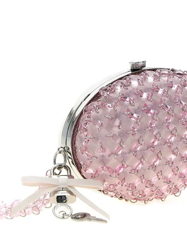 SELF-PORTRAIT Crystal Chain Clutch Bag - Pink