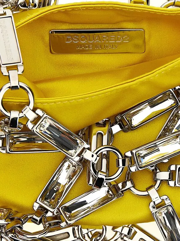 Dsquared2 Cage' Satin Handbag With Crystal Embellishments