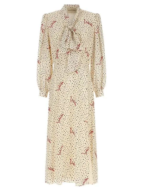 Valentino Garavani Bollicine Print Silk Crepe De Chine Midi Dress - Multicolor