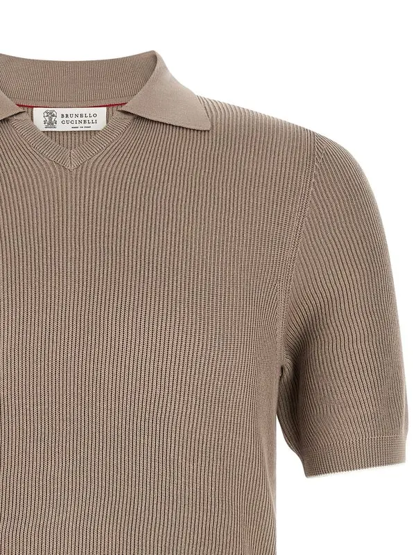 Brunello Cucinelli Knitted Polo Shirt - Brown