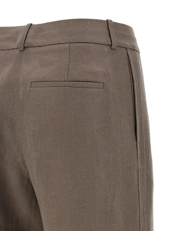 Peserico Linen Gabardine Wide Leg Trousers