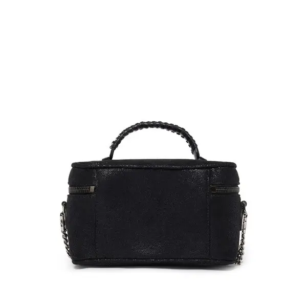 Stella McCartney Faux Leather Makeup Bag With Metallic Sheen And Chain-link Trim - Black