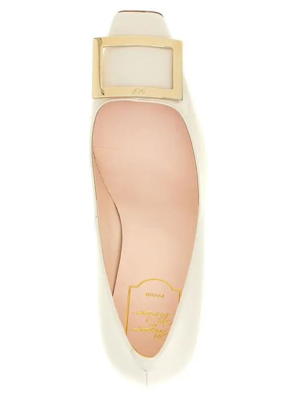 ROGER VIVIER Trompette Patent Leather Pumps With Metal Buckle - Gray