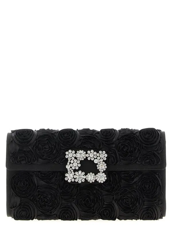 ROGER VIVIER Efflorescence" Clutch Bag With Rhinestone Detail - Black