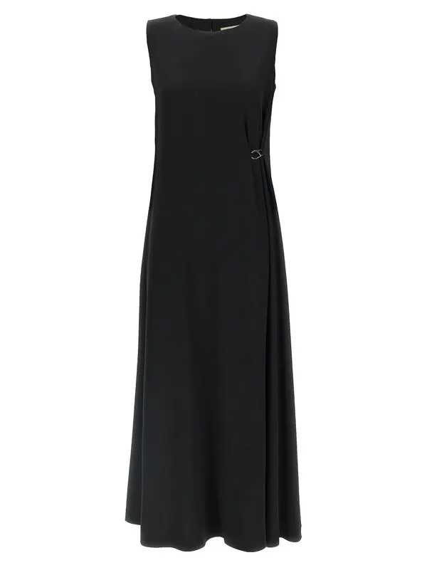 Herno Fluid Diagonal Dress With Metal Hook Detail - Black