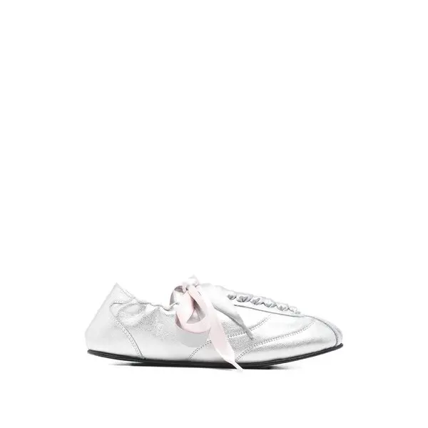 Repetto Tone Ribbon Detail Lace-up Flats - Silver