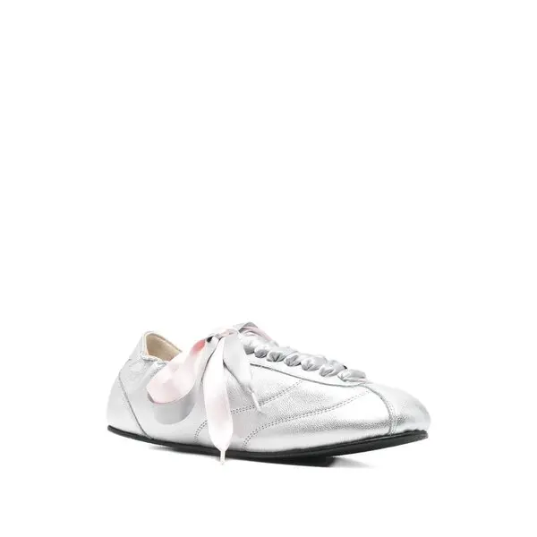 Repetto Tone Ribbon Detail Lace-up Flats - Silver