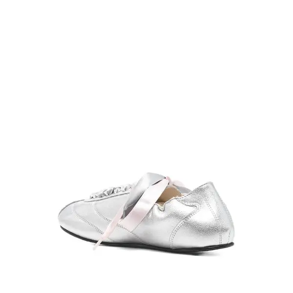Repetto Tone Ribbon Detail Lace-up Flats - Silver
